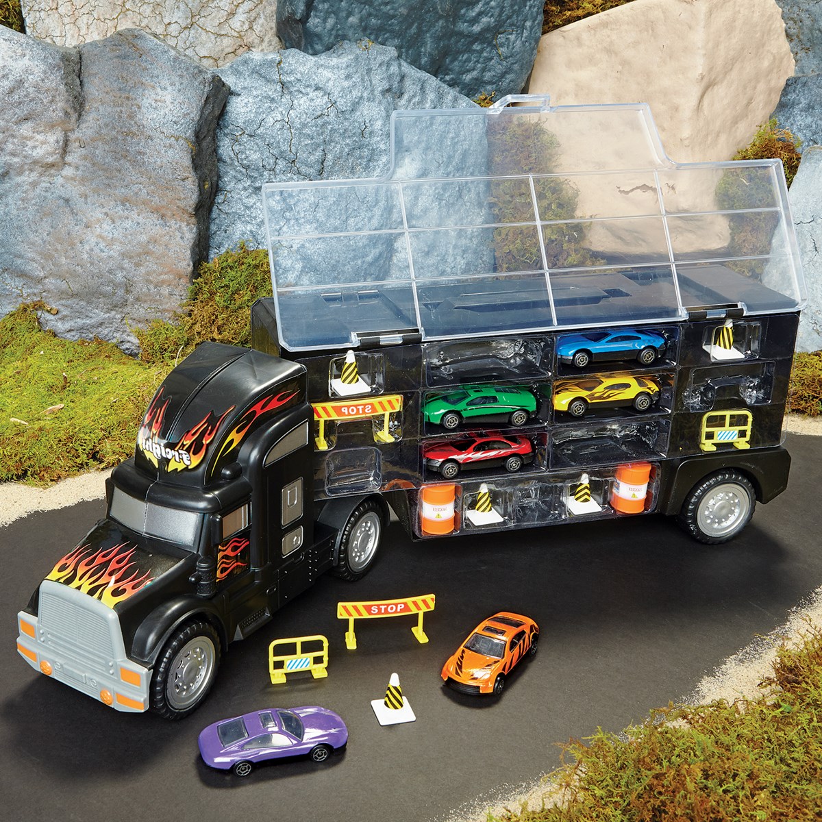 Big Rig Hauler & Cars Toy Set | Collections Etc.