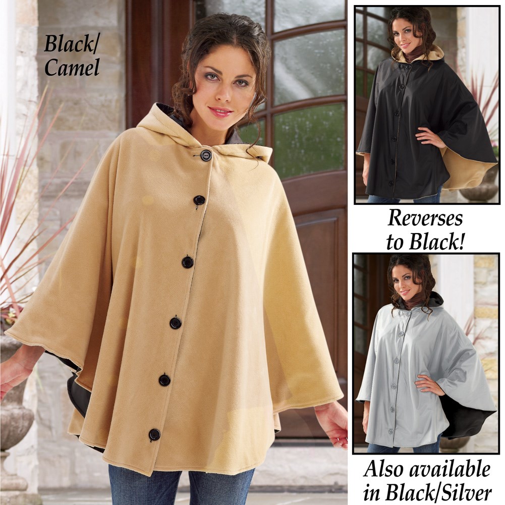 Reversible Hooded Fleece Winter Cape | Collections Etc.