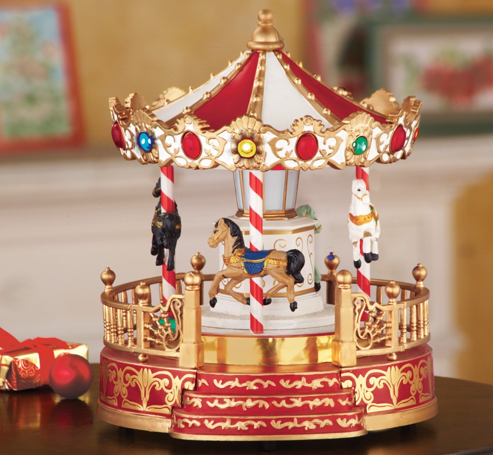 Christmas Lighted Tabletop Musical Carousel | Collections Etc.