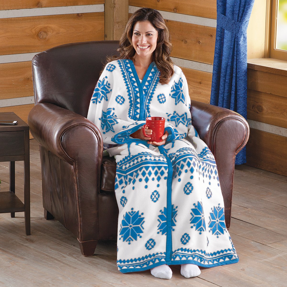 Nordic Snowflake Soft Fleece Wearable Blanket | Collections Etc.