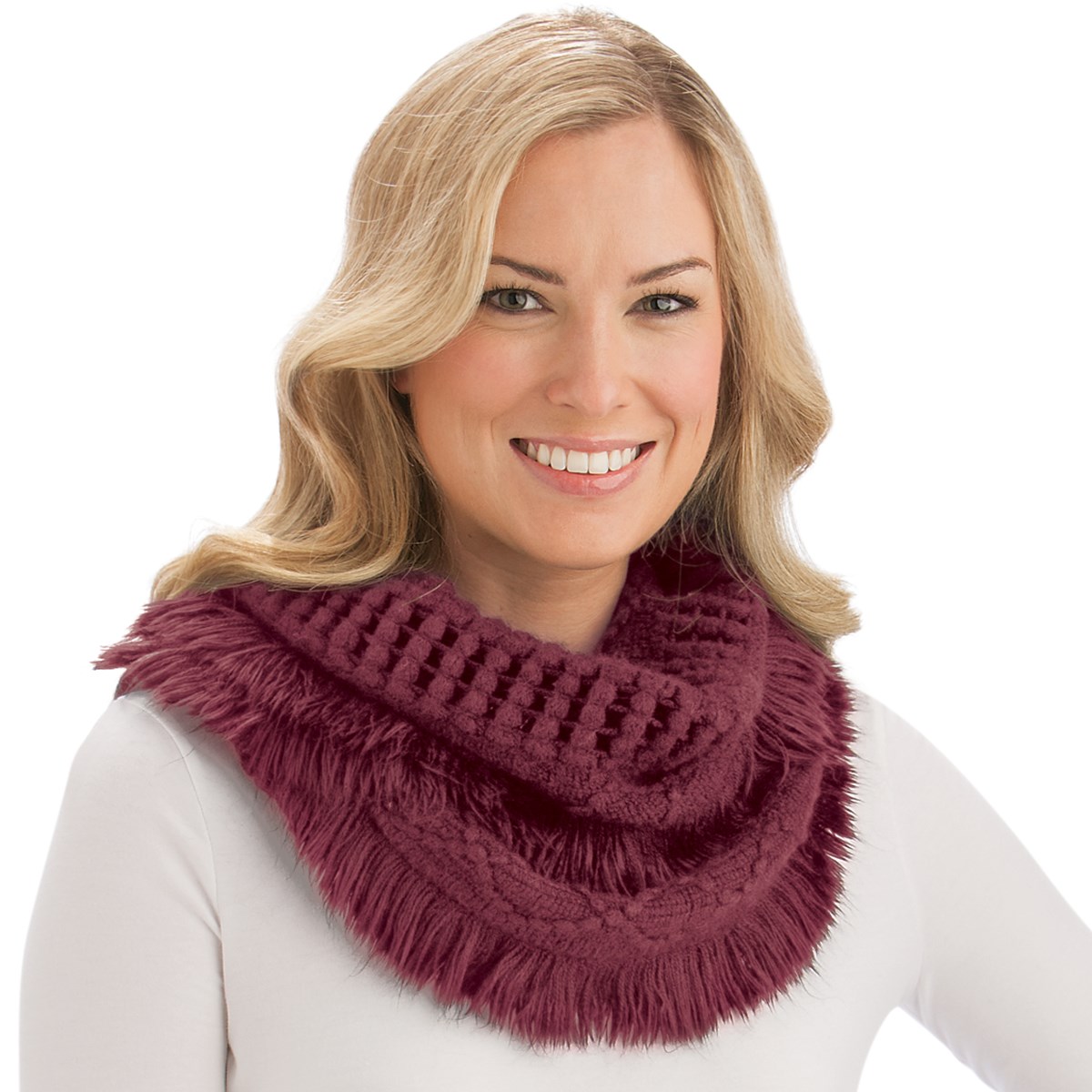 Soft Winter Infinity Fringe Scarf | Collections Etc.