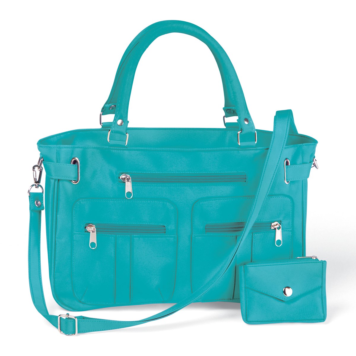 Zippered 6 Pocket Microfiber Handbag | Collections Etc.