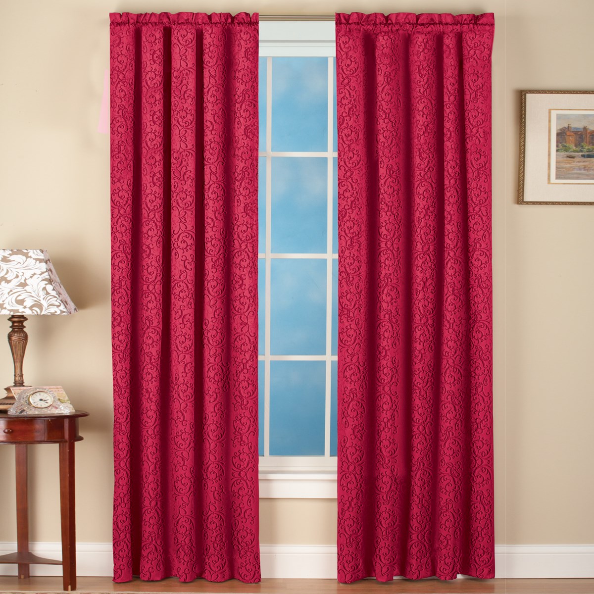 Thermal Insulated Scroll Sheen Window Curtain Panel | Collections Etc.