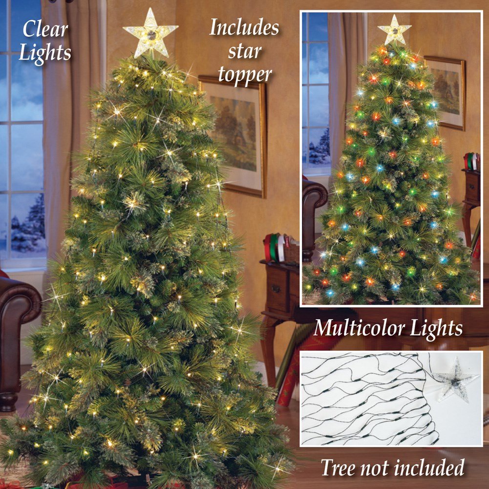Lighted Christmas Tree Net Lights with Star | Collections Etc.