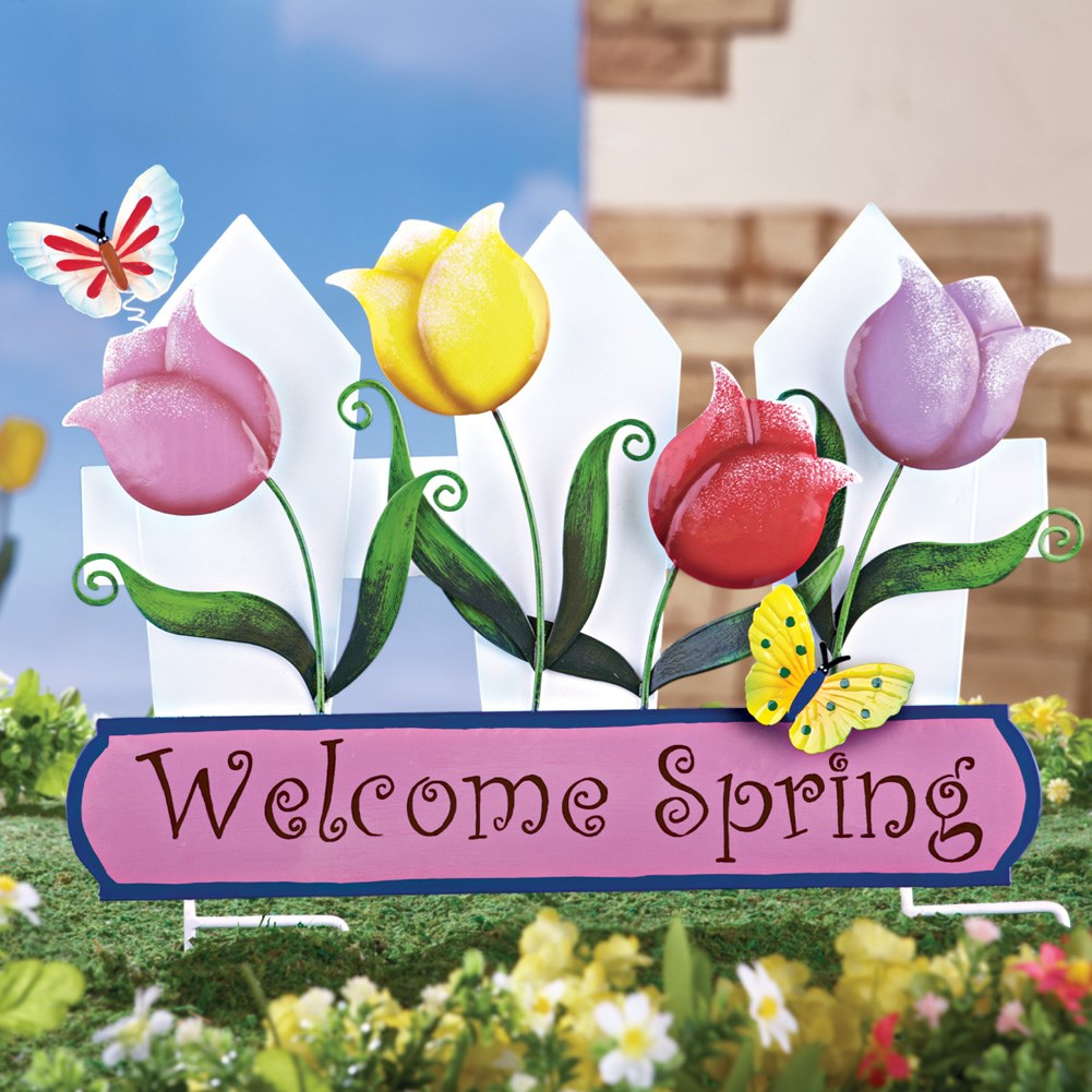 Welcome Spring Garden Stake Yard Decoration | Collections Etc.