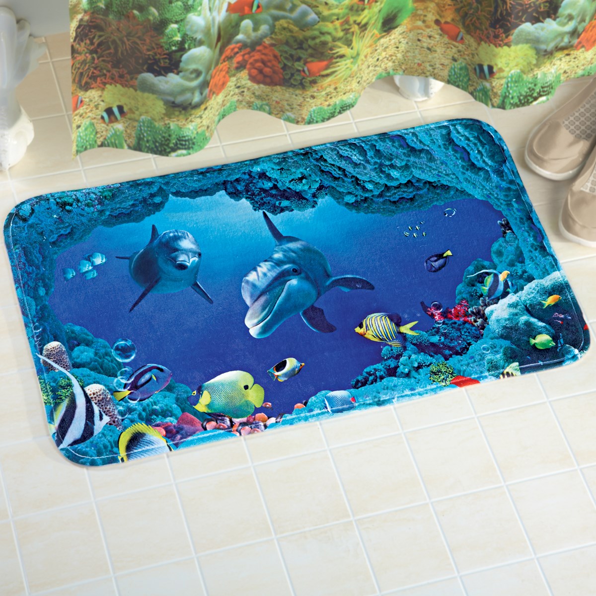 Dolphin Bay Ocean Life Bath Mat | Collections Etc.