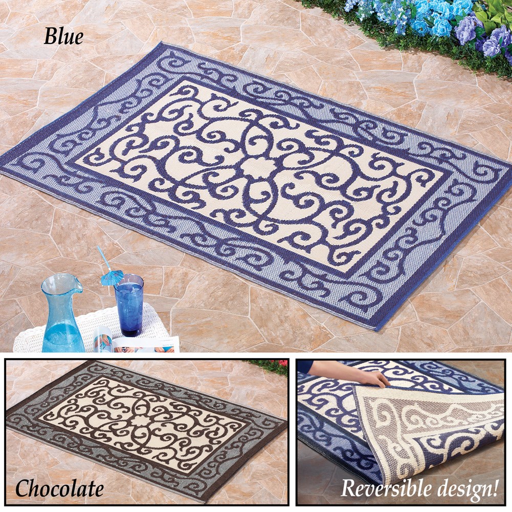 French Scroll Reversible Patio Mat | Collections Etc.