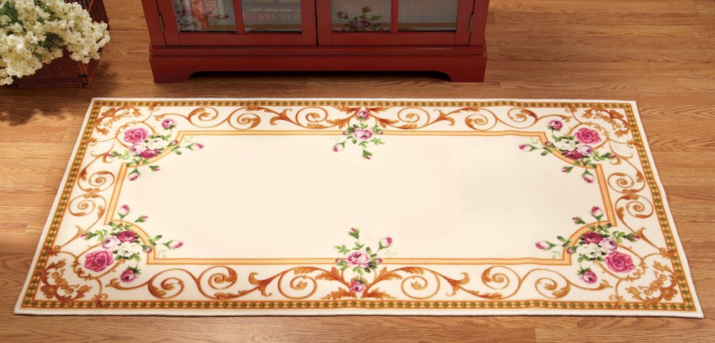 Scroll Floral Rug with Cream Background | Collections Etc.