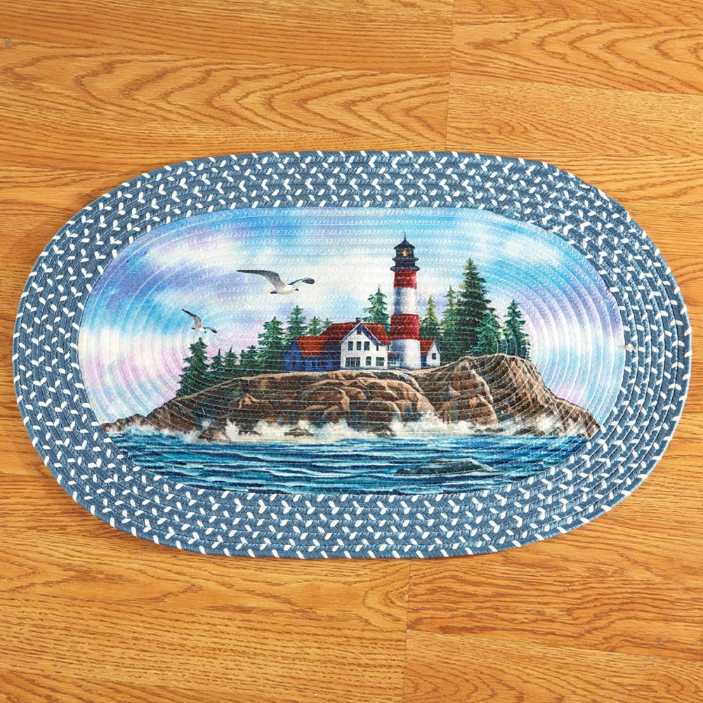 Bar Harbor Lighthouse Braided Rug | Collections Etc.
