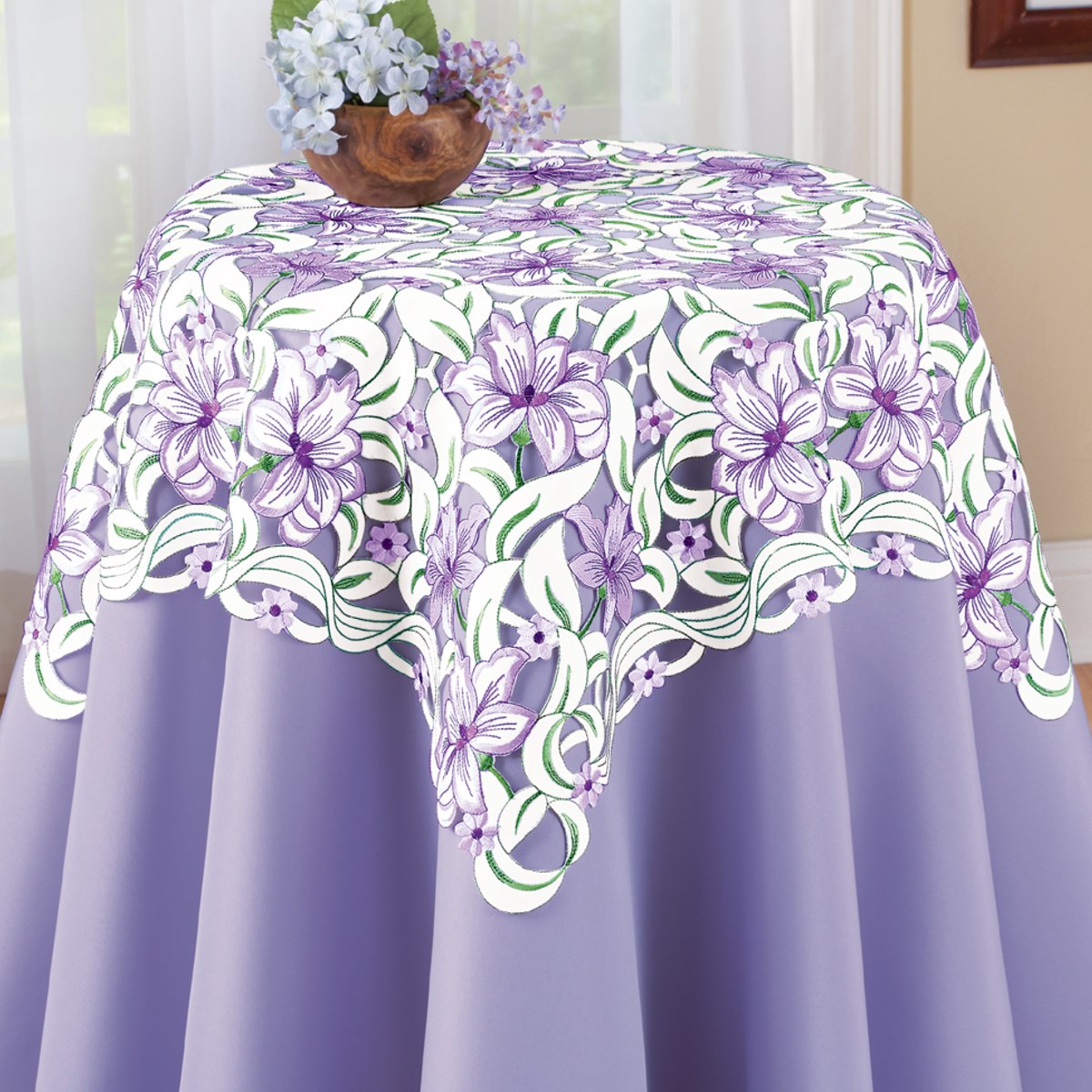 Embroidered Spring Lily Table Linens | Collections Etc.