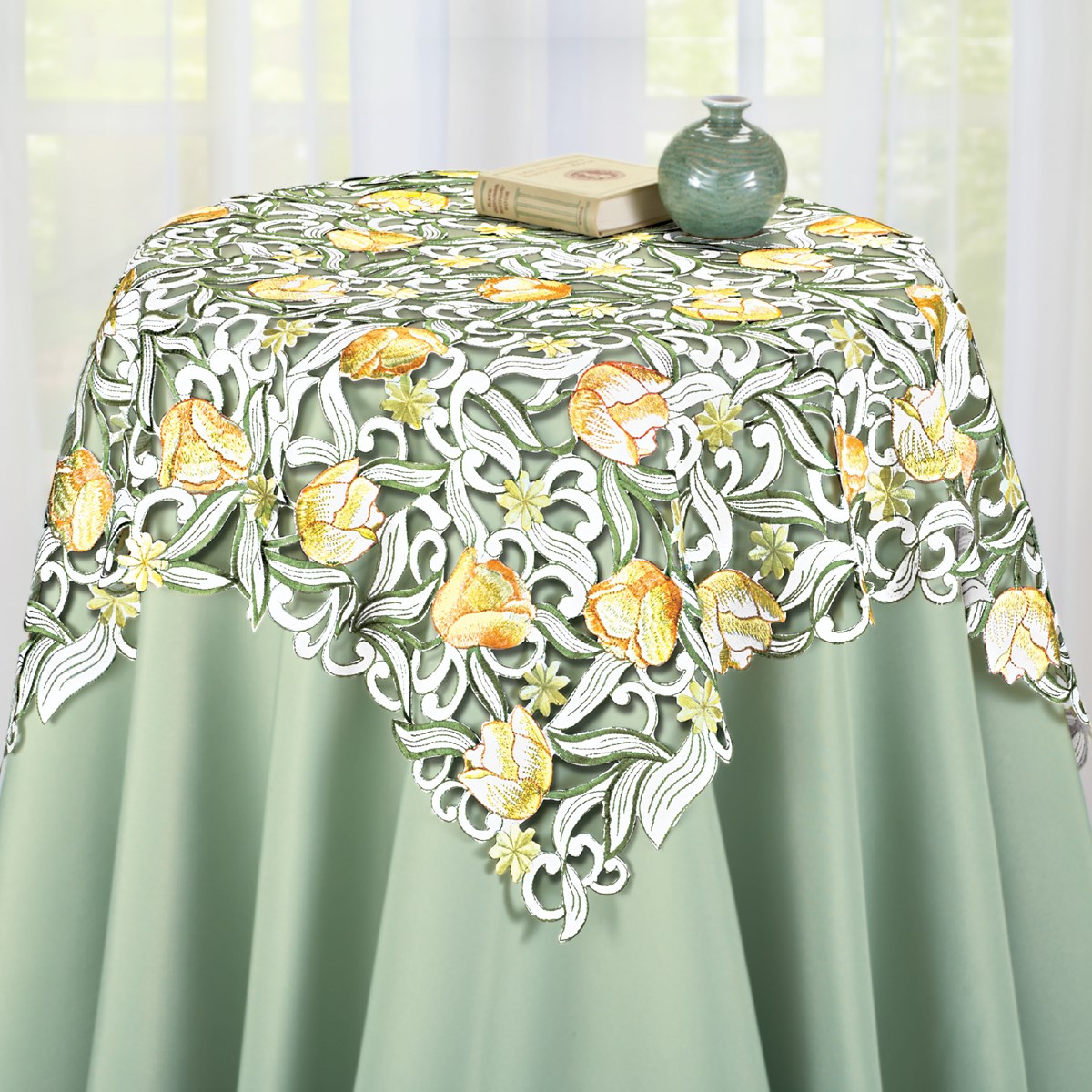 All Over Cut-Out Spring Tulip Table Linens | Collections Etc.
