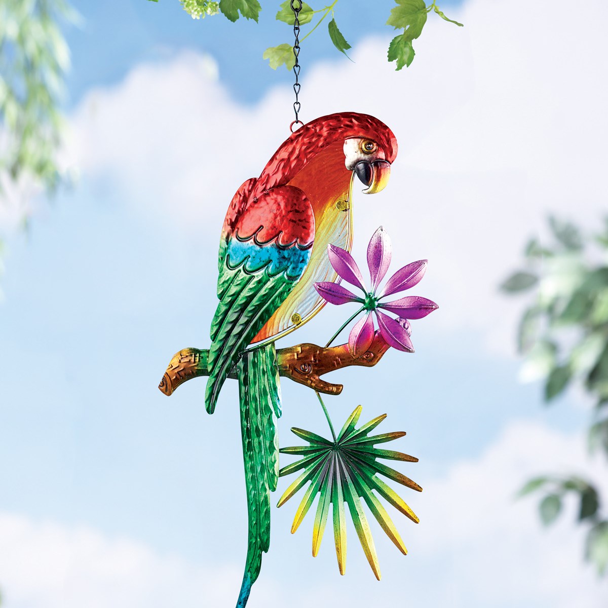 Tropical Parrot Hanging Yard Decor | Collections Etc.