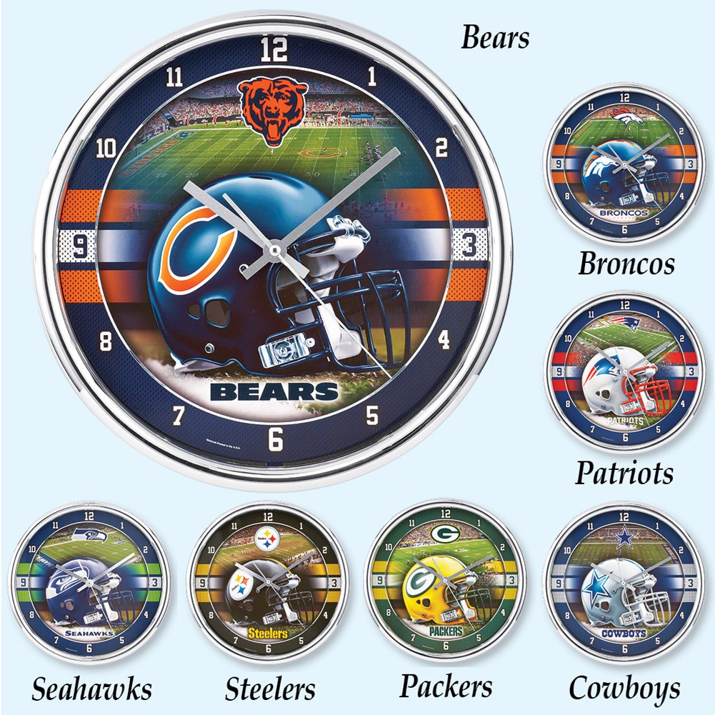 NFL Football Team Chrome Wall Clock | Collections Etc.