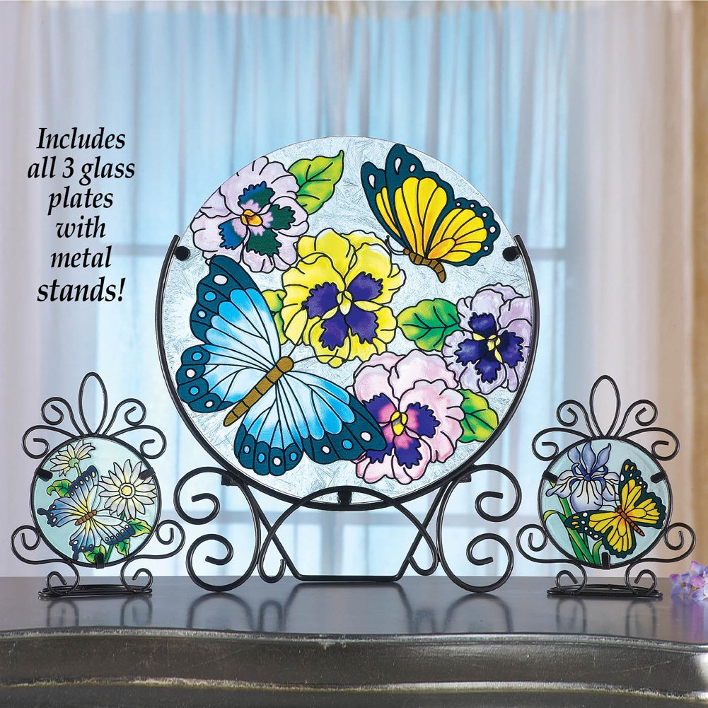 Glass Butterfly Table Decoration - 3 pc | Collections Etc.