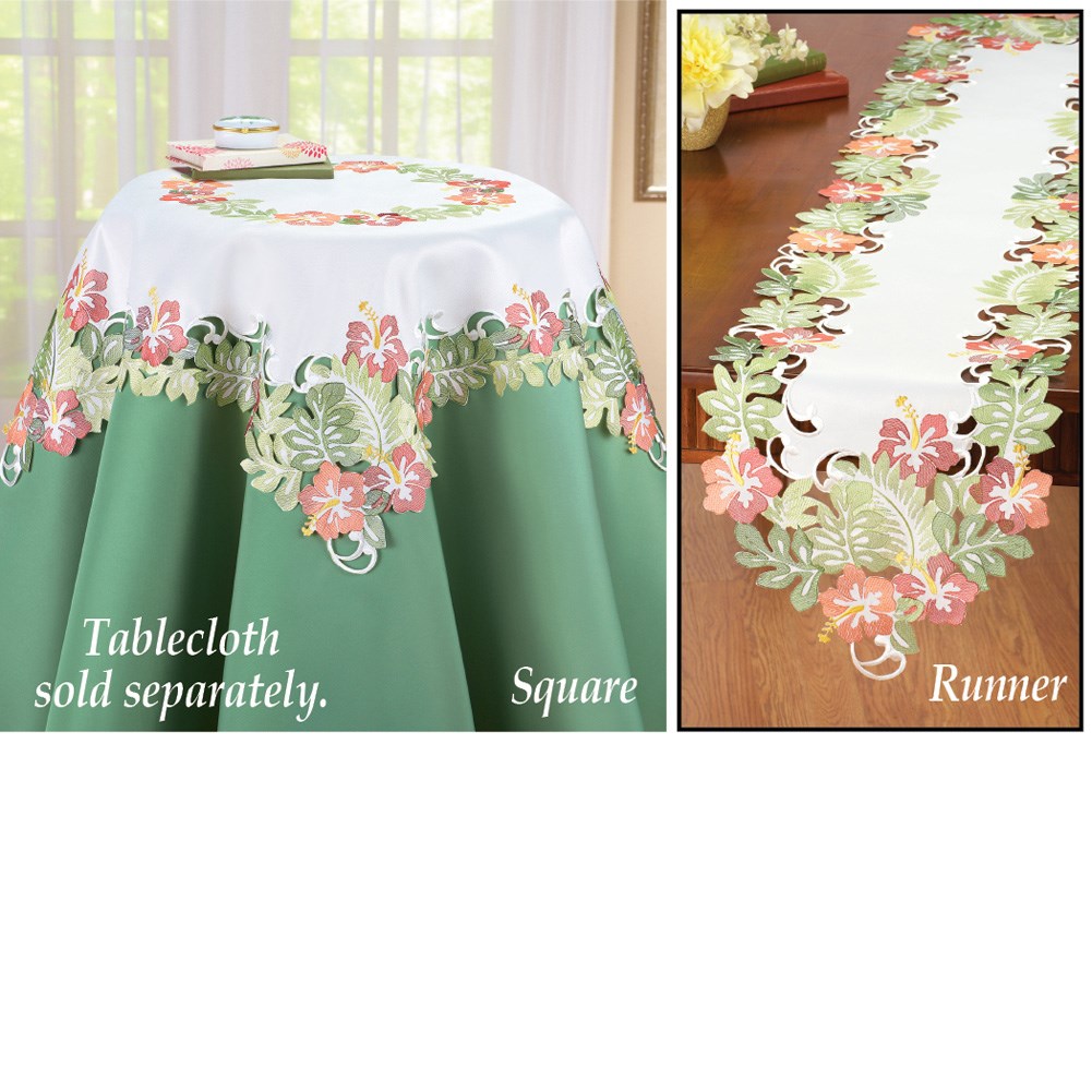 Tropical Hibiscus Floral Table Linens | Collections Etc.