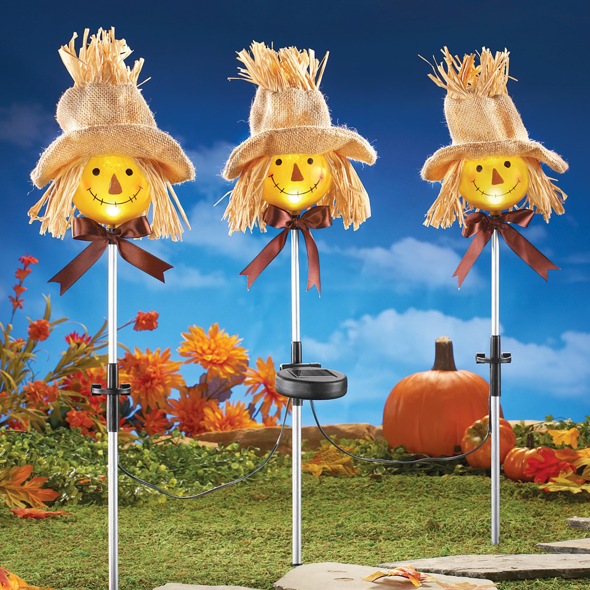 Scarecrow Outdoor Solar Lights - Set of 3 | Collections Etc.
