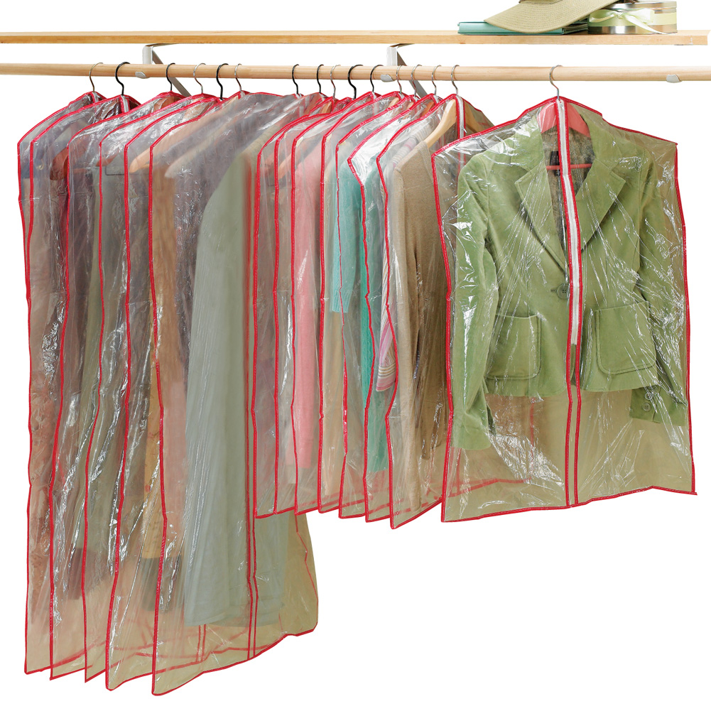 Collections Etc Transparent Plastic Garment Bags with Zipper Front ...