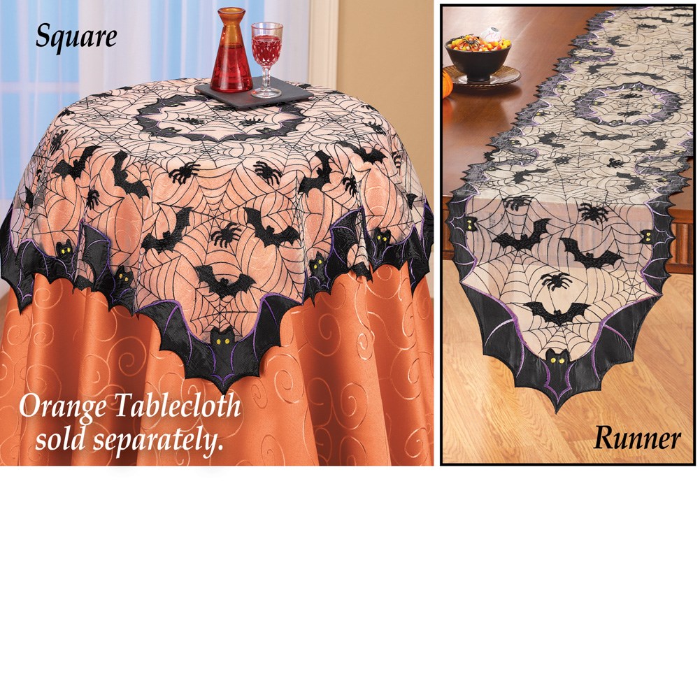 Bats and Spiders Halloween Table Linens | Collections Etc.