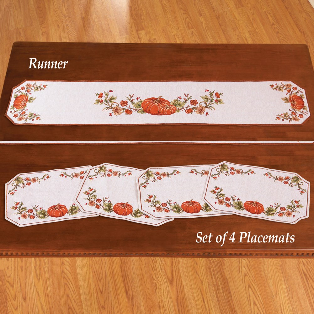 Elegant Fall Pumpkin Table Linens | Collections Etc.