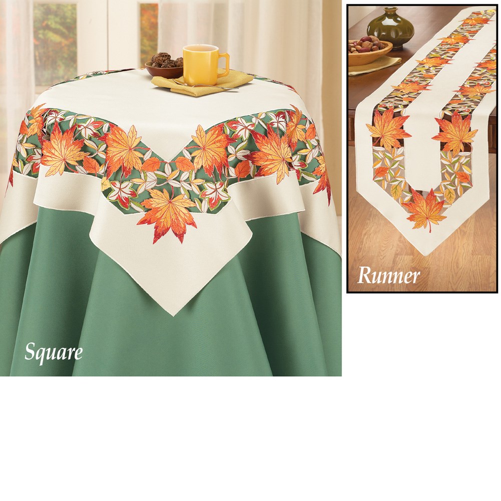 Decorative Fall Leaves Table Linens | Collections Etc.