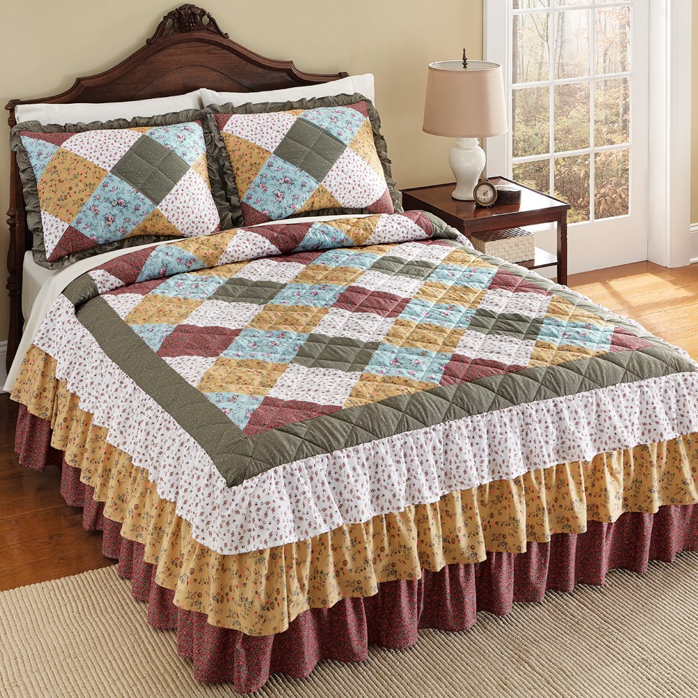 Oakridge Patchwork Ruffled Bedspread | Collections Etc.
