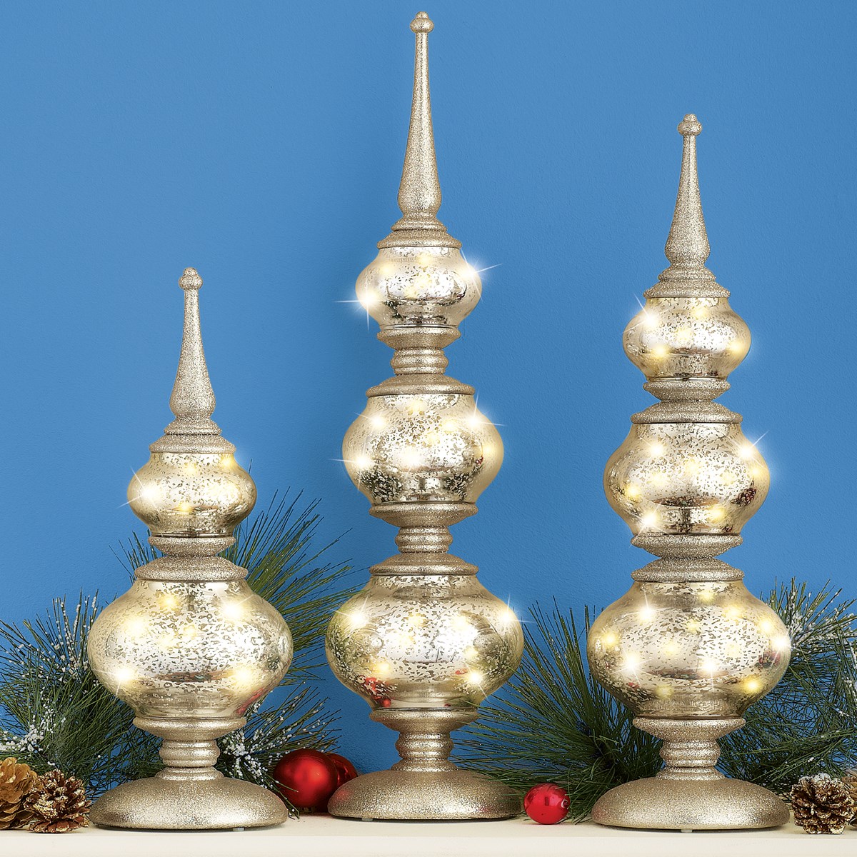 Lighted Mercury Tabletop Finial Figurine | Collections Etc.