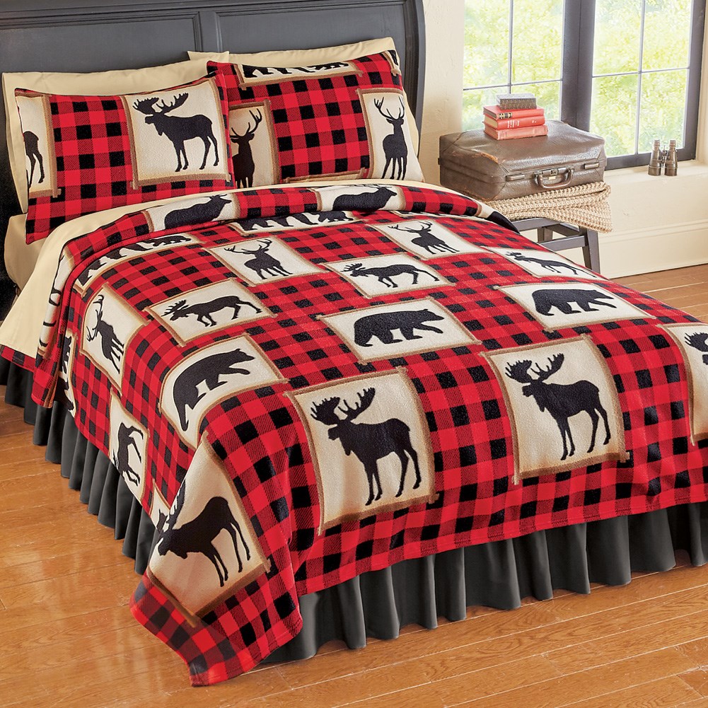 Woodland Buffalo Check Fleece Coverlet | Collections Etc.