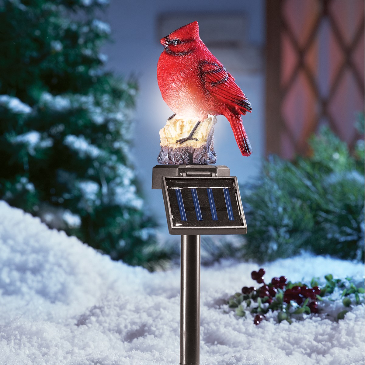 Solar Lighted Cardinal Outdoor Stake | Collections Etc.