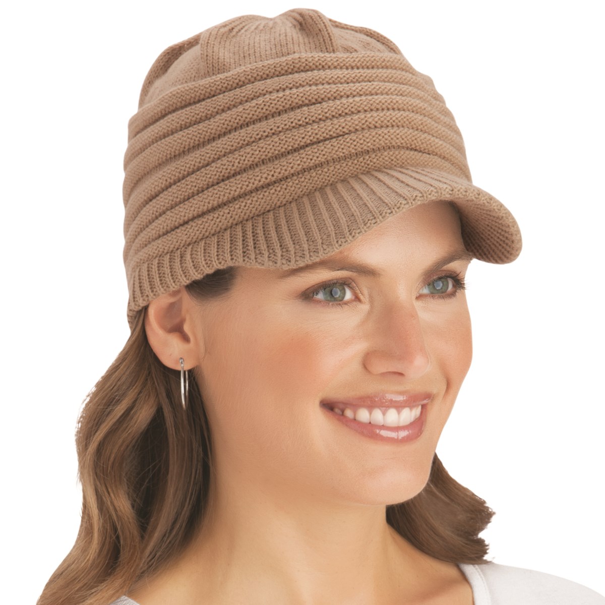 Flattering Ribbed and Brimmed Knit Acrylic Winter Cap | Collections Etc.