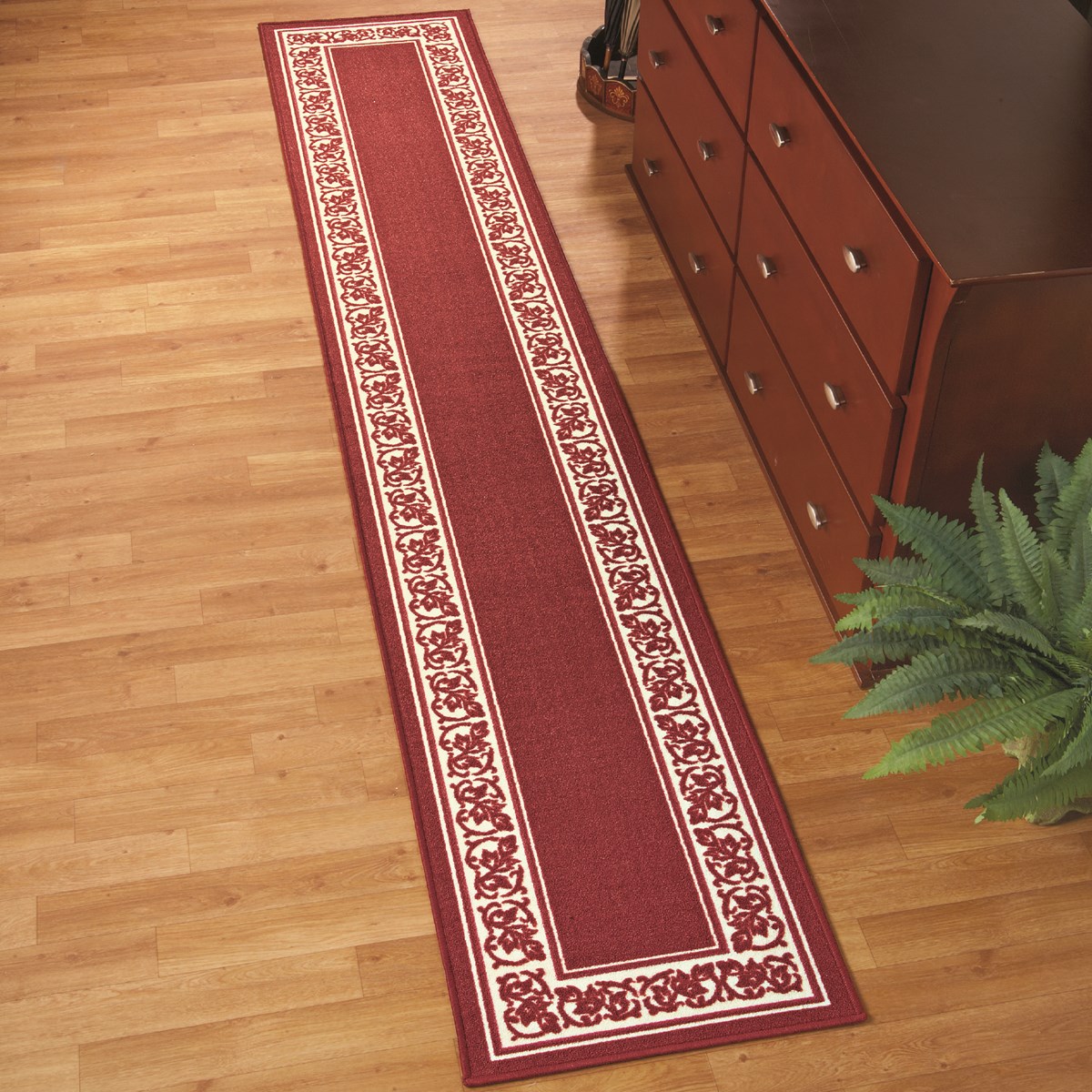 Extra Long Floral Border Rug | Collections Etc.