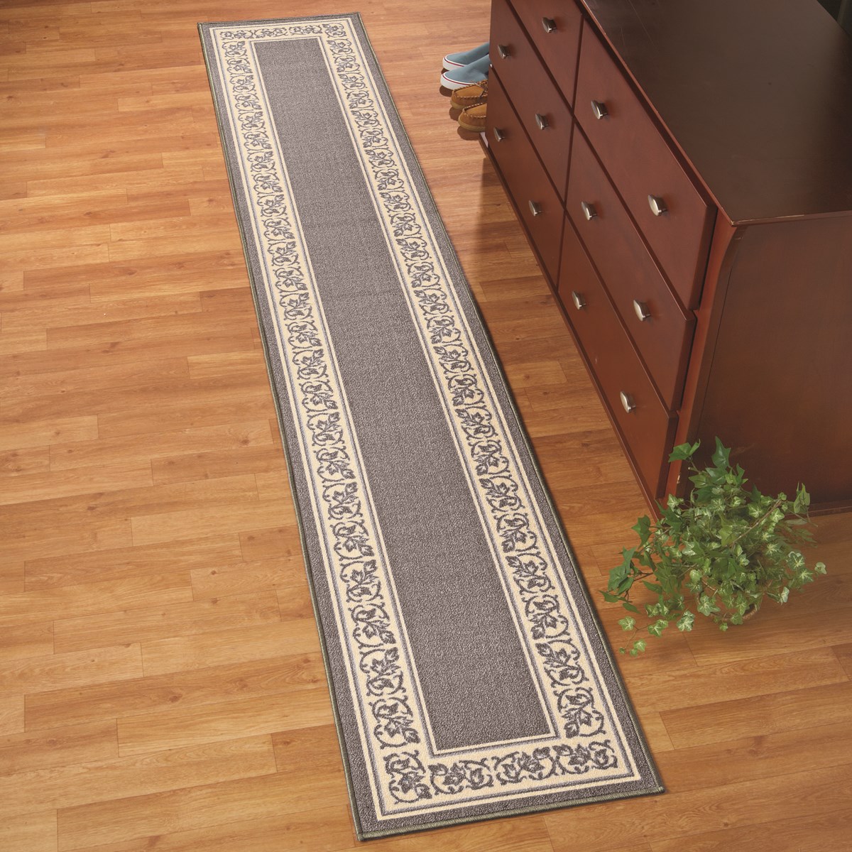 Extra Long Floral Border Rug | Collections Etc.