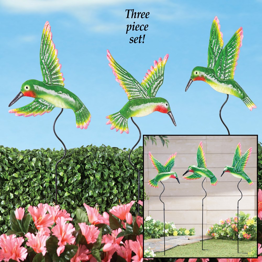 Moving Hummingbird Garden Stakes - Set of 3 | Collections Etc.