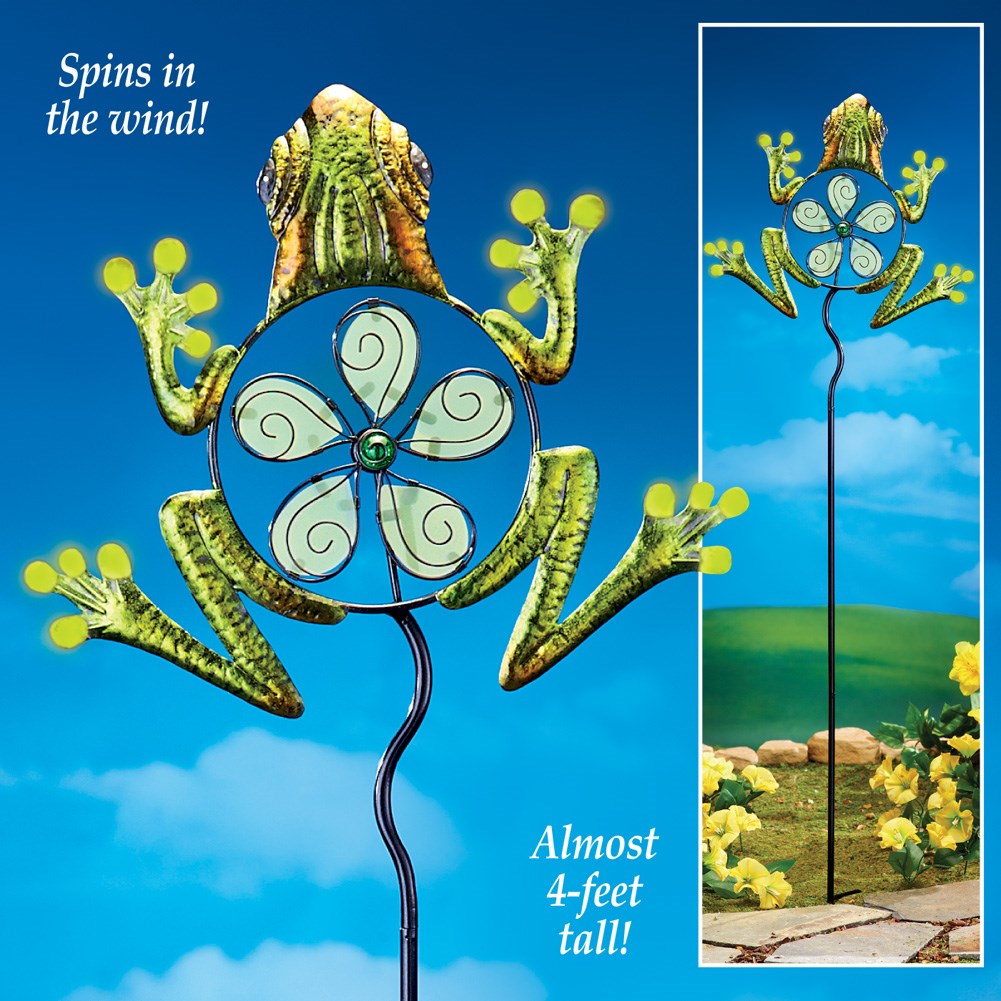 Frog Wind Spinner Garden Stake | Collections Etc.