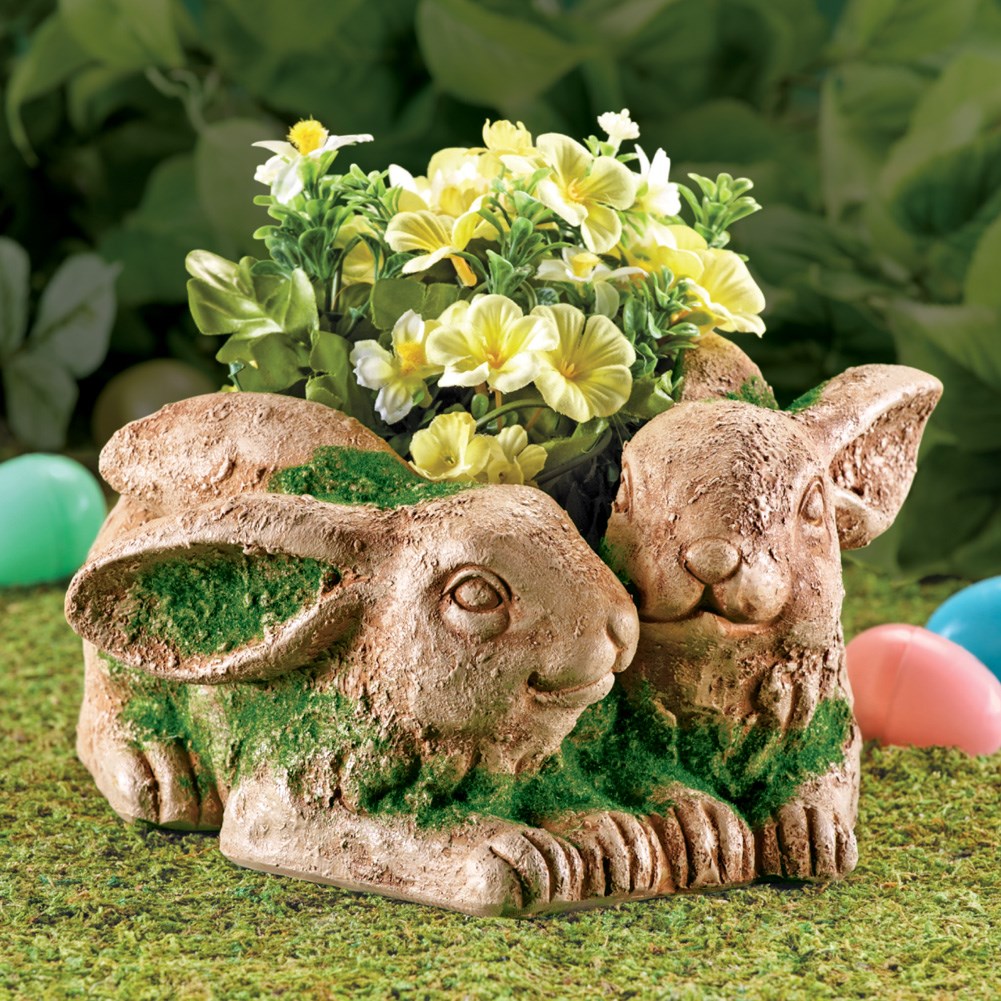 Rustic Bunny Couple Planter | Collections Etc.