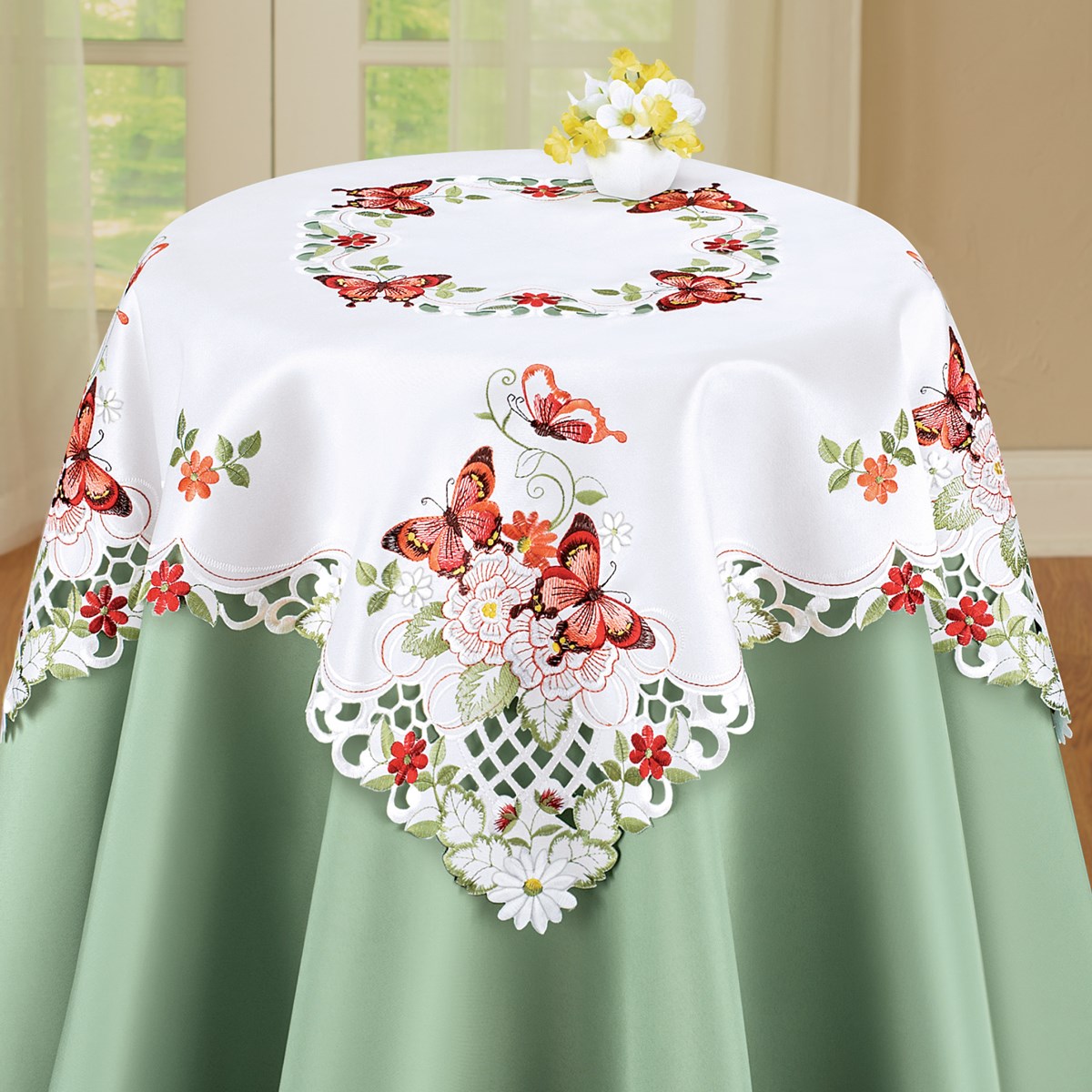 Elegant Butterfly and Greenery Table Linens | Collections Etc.