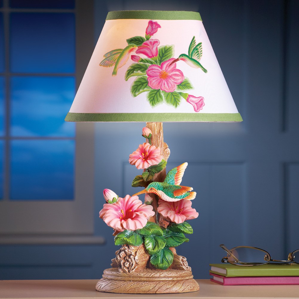 Hummingbird and Flowers Table Lamp | Collections Etc.