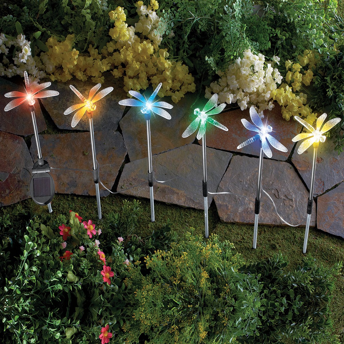 Decorative Colorful Solar Stakes - Set of 6 | Collections Etc.