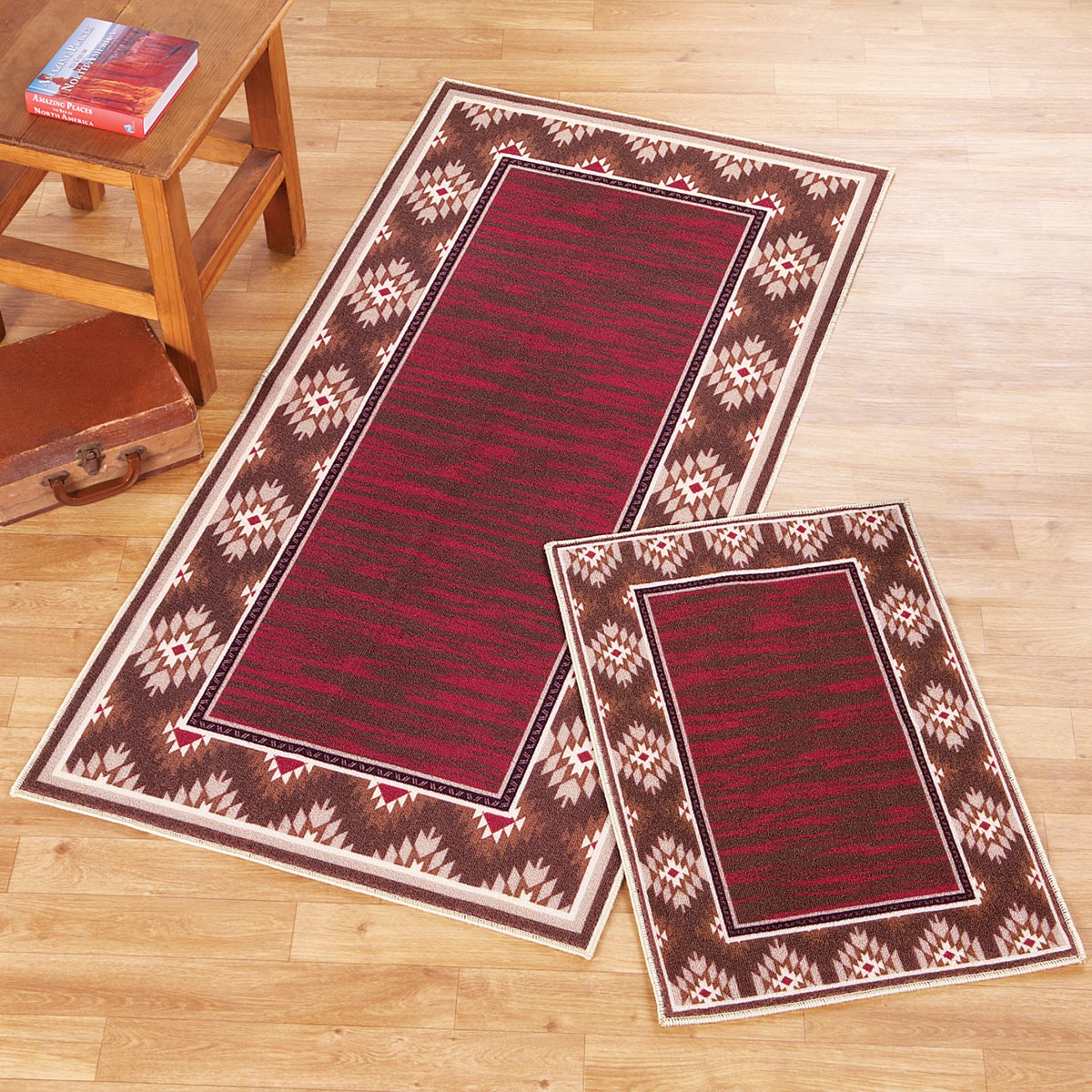 Southwest Aztec Printed Border Rug | Collections Etc.