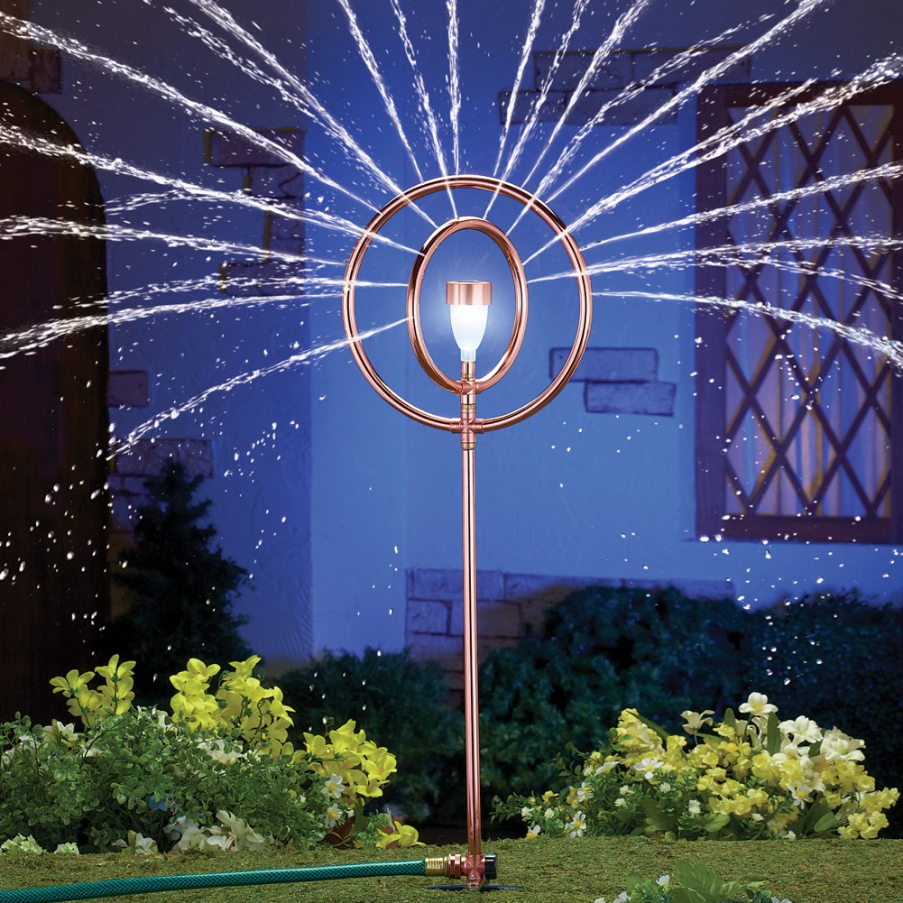 Lawn Sprinkler Head Stake with Solar Lantern | Collections Etc.