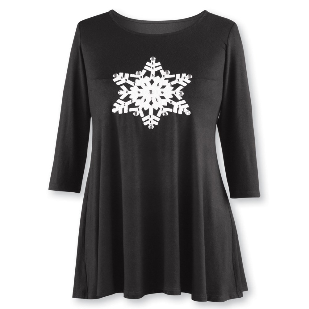 Rhinestone Embellished Snowflake Tunic | Collections Etc.