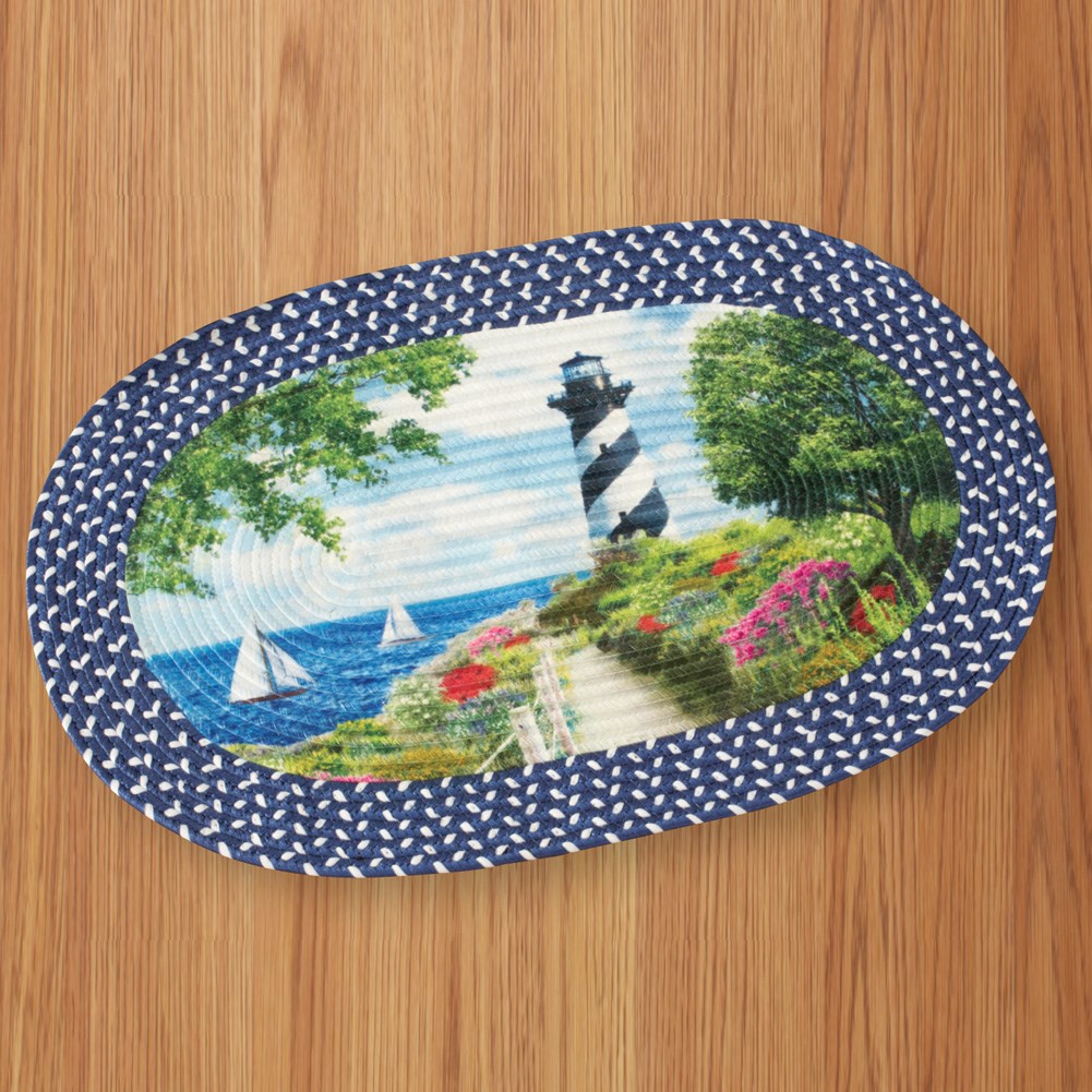 Seaside Lighthouse Braided Accent Rug | Collections Etc.