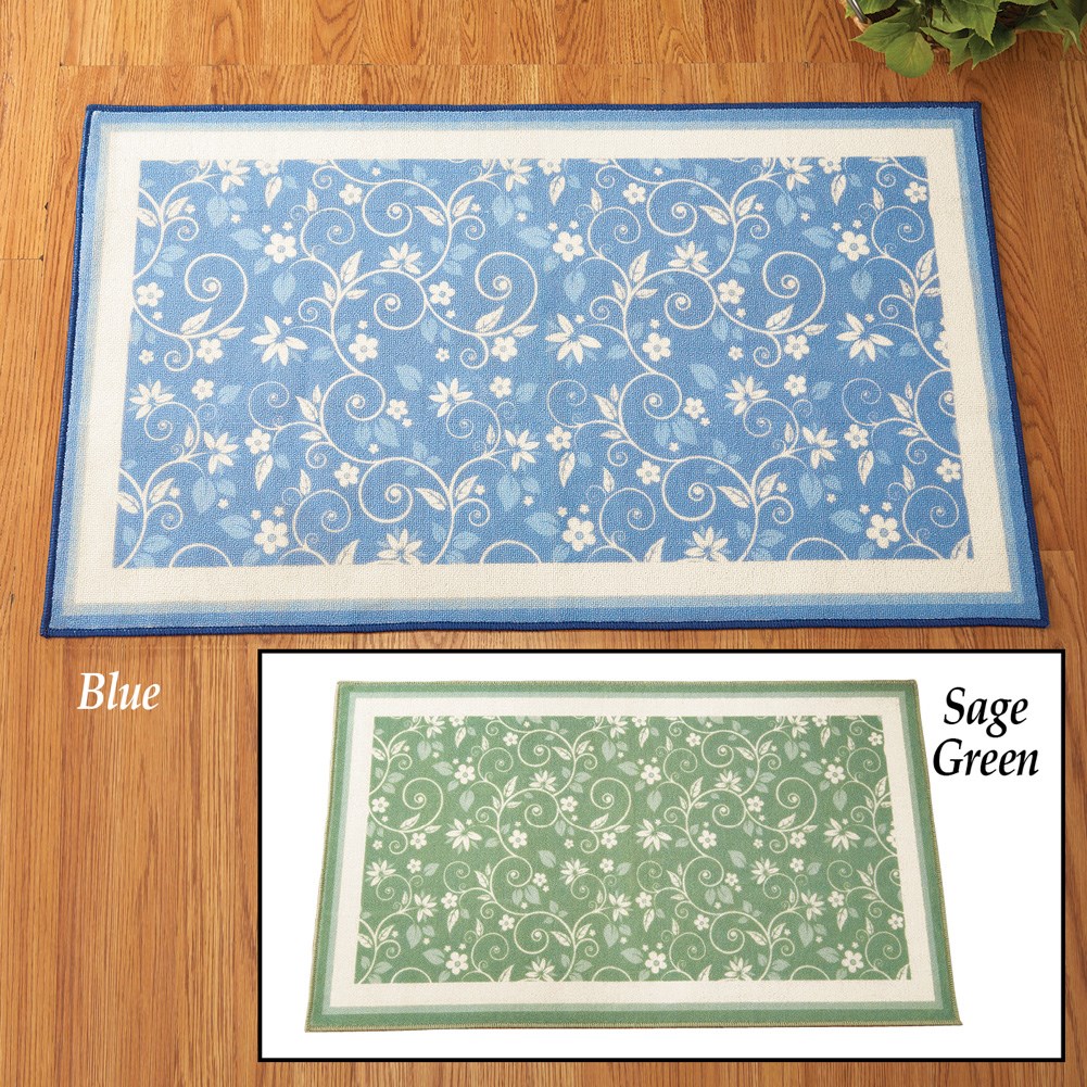 Floral Scroll Accent Rug | Collections Etc.