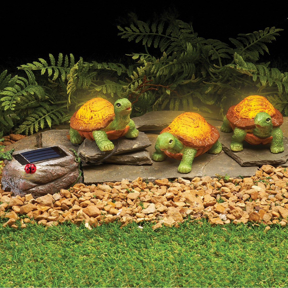Solar Turtles Garden Figurine - Set of 3 | Collections Etc.