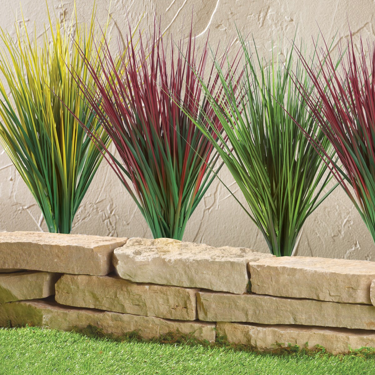Faux Decorative Grass Bushes - Set of 3 | Collections Etc.