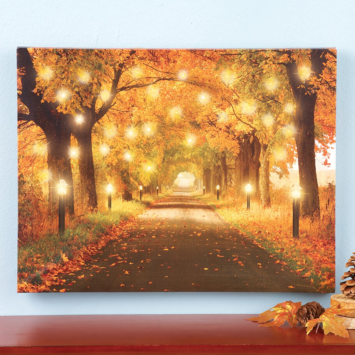 Lighted Autumn Forest Pathway Canvas | Collections Etc.