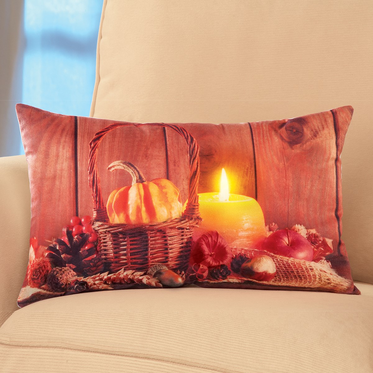 Lighted Fall Harvest Accent Pillow | Collections Etc.