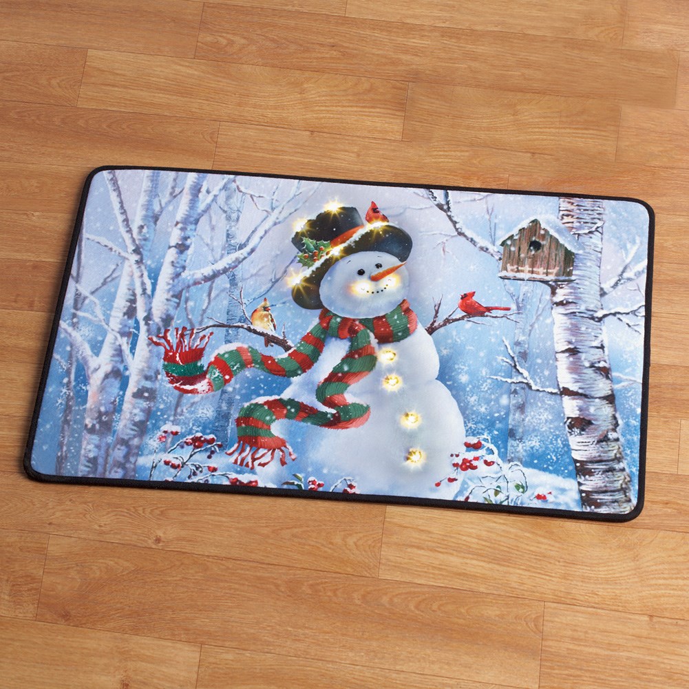 Lighted Winter Snowman Christmas Rug | Collections Etc.