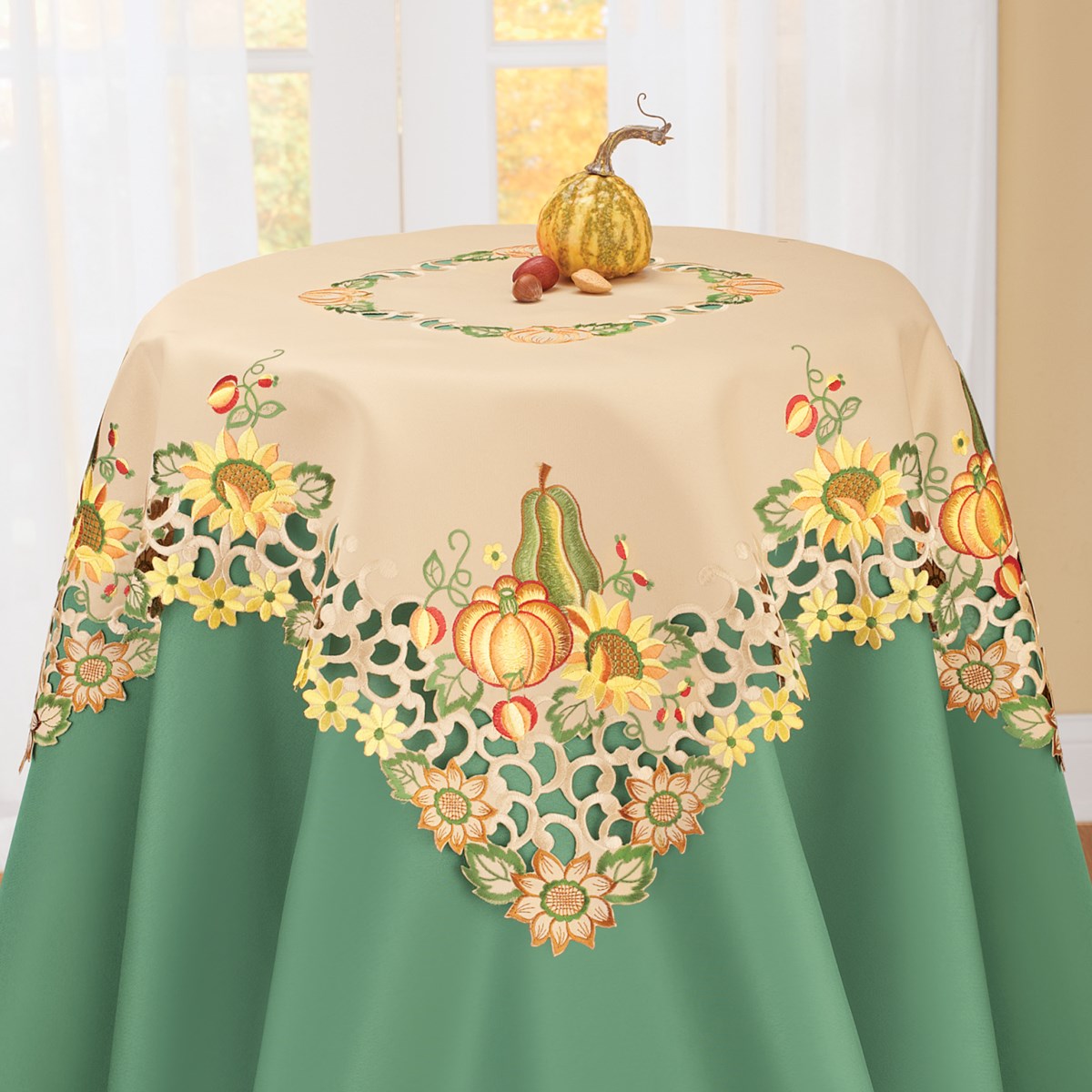 Embroidered Elegant Harvest Table Linens | Collections Etc.