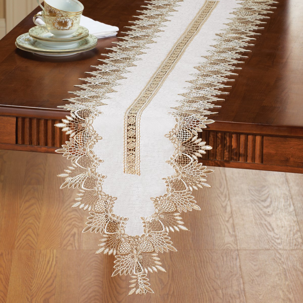 Embroidered Lace Design Table Linens | Collections Etc.