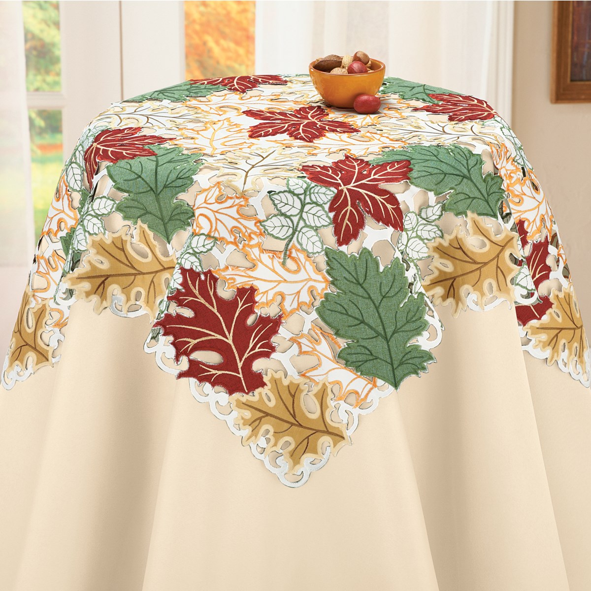 All Over Cut-Out Autumn Leaves Table Linens | Collections Etc.